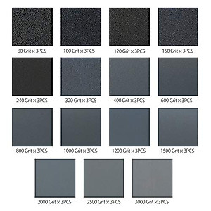 LotFancy Sandpaper, 45PCS, 80 to 3000 Grit Sand Paper Assortment, 9 x 3.6" Silicon Carbide Dry Wet Sanding Sheet, for Wood Furniture, Metal Sanding, Automotive Polishing, Wood Turning Finishing