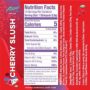 Alani Nu Cherry Slush Energy Sticks | Energy Drink Powder | 200mg Caffeine | Pre Workout Performance with Antioxidants | On-The-Go Drink Mix | Biotin, B Vitamins | Zero Sugar | 5 Calories | 10 Pack