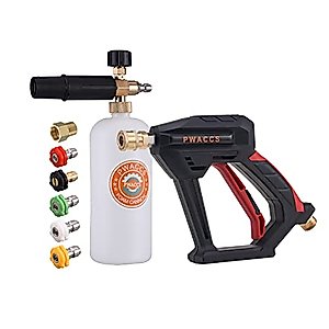 PWACCS High Pressure Washer Gun with Foam Cannon, Car Wash Foam Gun Kit, Soap Snow Foam Lance for Power Washer, 5 Spray Nozzles Included, 1/4 inch Quick Connector