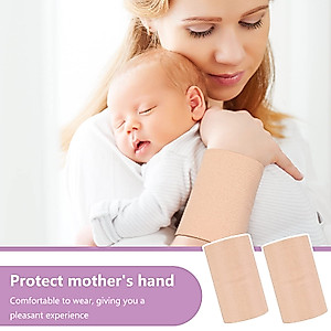 SATINIOR 2 Pairs Compression Wrist Sleeve Compression Wrist Brace Wrist Supports Wrist Wraps Elastic Wristbands for Men and Women Tennis, Tendonitis, Carpal Tunnel (Beige, Small)