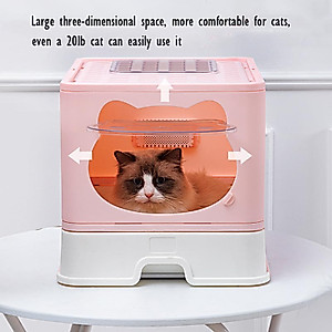 Meikuler Cat Litter Box Large Litter Pan for Cats Foldable Litter Boxes Comes with Cat Litter Scoop (UPG-Pink)