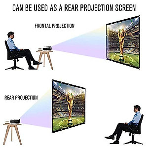 Hzgang 120inch Projector Screen Indoor Outdoor Portable Movie Screens 16:9 HD Projection 4K Home Theater Gaming Office Presentation Education Outdoor Indoor Public Display Screen