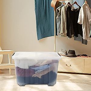 Yesdate 4-Pack Plastic Large Storage Box with Lid, Latching Storage Box Bin, Clear, 30 L