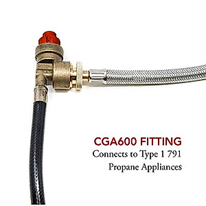GasOne 50143 4 ft Propane Adapter 1 lb to 20lb Converter Hose, Silver