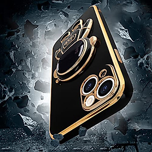 Pepmune Compatible with iPhone 13 Mini Case Cute 3D Astronaut Stand Design Camera Protection Shockproof Soft Back Cover for Apple iPhone 13 Mini Phone Case Black