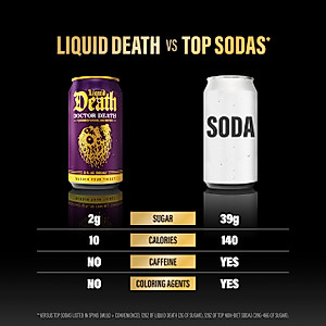 Liquid Death, Doctor Death, Soda-Flavored Sparkling Water, 12-Pack (12oz Cans), Low Calorie & No Artificial Sweeteners