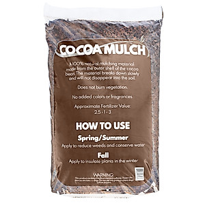 Garden Elements 100% Natural Cocoa Bean Shell Mulch for Gardens, Flower Beds, Potted Plants, Mulching (2 Cubic Foot Bag)