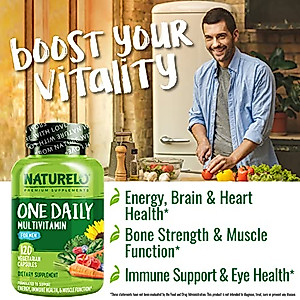 NATURELO One Daily Multivitamin for Men - with Vitamins & Minerals + Organic Whole Foods - Supplement to Boost Energy, General Health - Non-GMO - 180 Capsules