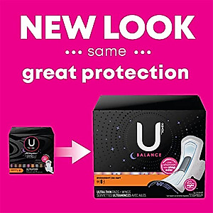 U by Kotex Balance Ultra Thin Overnight Pads with Wings, 38 Count (Packaging May Vary)