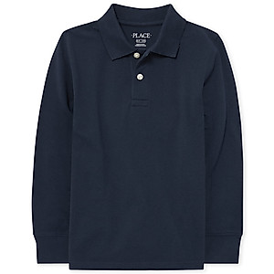 The Children's Place boys Long Sleeve Pique School Uniform Polo Shirt, Nautico Single, Large US