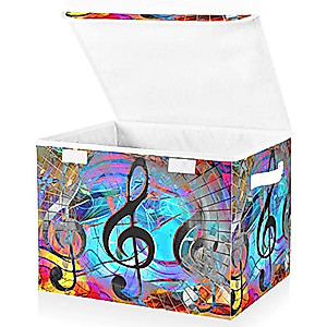 Music Notes Storage Bins with Lids Collapsible Storage Box Basket with Lid Closet Organizer Containers Storage Bins for Clothes for Nursery Baby Clothes Closets