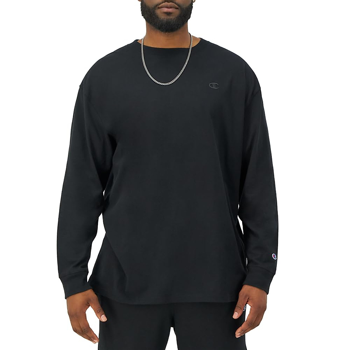 Champion, Classic Long Sleeve, Comfortable, Soft T-Shirt for Men (Reg. or Big & Tall), Black, Small