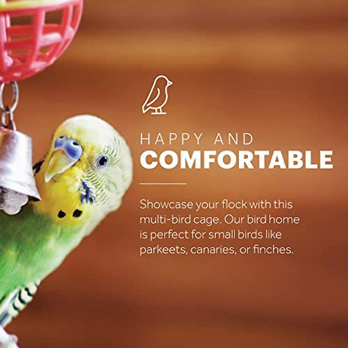 Prevue Pet Products Flight Cage for Multiple Small Birds, Steel Metal and Plastic Cage Home Crate Enclosure for Birds, Standing Birdcage, Brown/Black