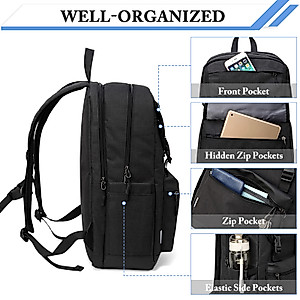 Laptop Backpack Mens, ChaseChic Large Anti Theft Travel Backpack, Waterproof School Rucksack Bag fit 15.6" Laptop (Black)