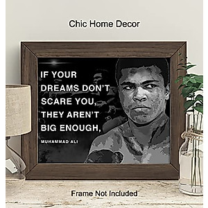 Muhammad Ali Poster - Motivational Sports Quote - Wall Art Decor for Home, Office, Gym, Man Cave, Bedroom - Gift for Men, Boys, Teens, Graduation, Boxing, Workout, Weightlifting Fans - 8x10 UNFRAMED