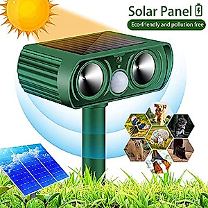 HPDFCU Ultrasonic Dog Chaser, Solar Ultrasonic Outdoor Animal Deterrent with Motion Sensor Hunter Equipment, Protect courtyards, Lawn Gardens and Fruit Trees. Suitable for Cat, Dog, Rabbit, Miceetc.