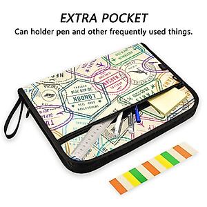 Travel Stamps Visa Accordion File Organizer Portable Document Receipt Organizer File Folders with Pockets Labels Card Organizer for Home Office School Supplies