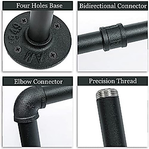 DAIKOYE Clothes Rack 36 Inch Industrial Pipe Clothes Rod,Heavy Duty Detachable Wall Mounted Black Iron Garment Bar,Space-Saving Hanging Clothes Rack,Multi-Purpose Hanging Rod for Closet 2 Base