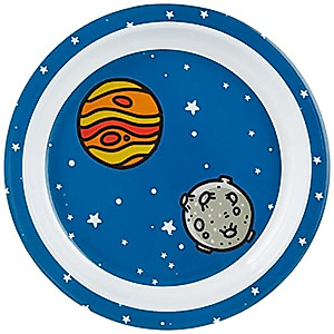 4 Piece Kid Space Themed Plate Set, 4 Plates With Different Designs, Lightweight & Shatterproof Toddler Feeding Set, Children Safe Kitchen Set, Fun Mealtime, LIttle Kid Dinner Plates