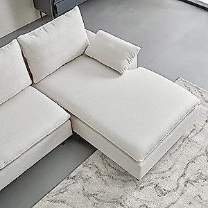 100'' Linen L-Shaped Right-Hand Facing Sectional Sofa with Metal Legs and 2 Pillows(Beige)