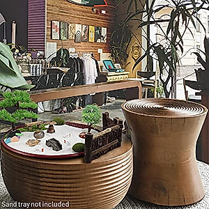 COCORO DIY Desktop Zen Garden for Desk and Office Accessories Includes Zen Garden Sand, Rocks, Rake, Moss Stones, Fishes, Lantern, Bridge, Bench, Baby Pine Tree, Pine Tree, and Turtle