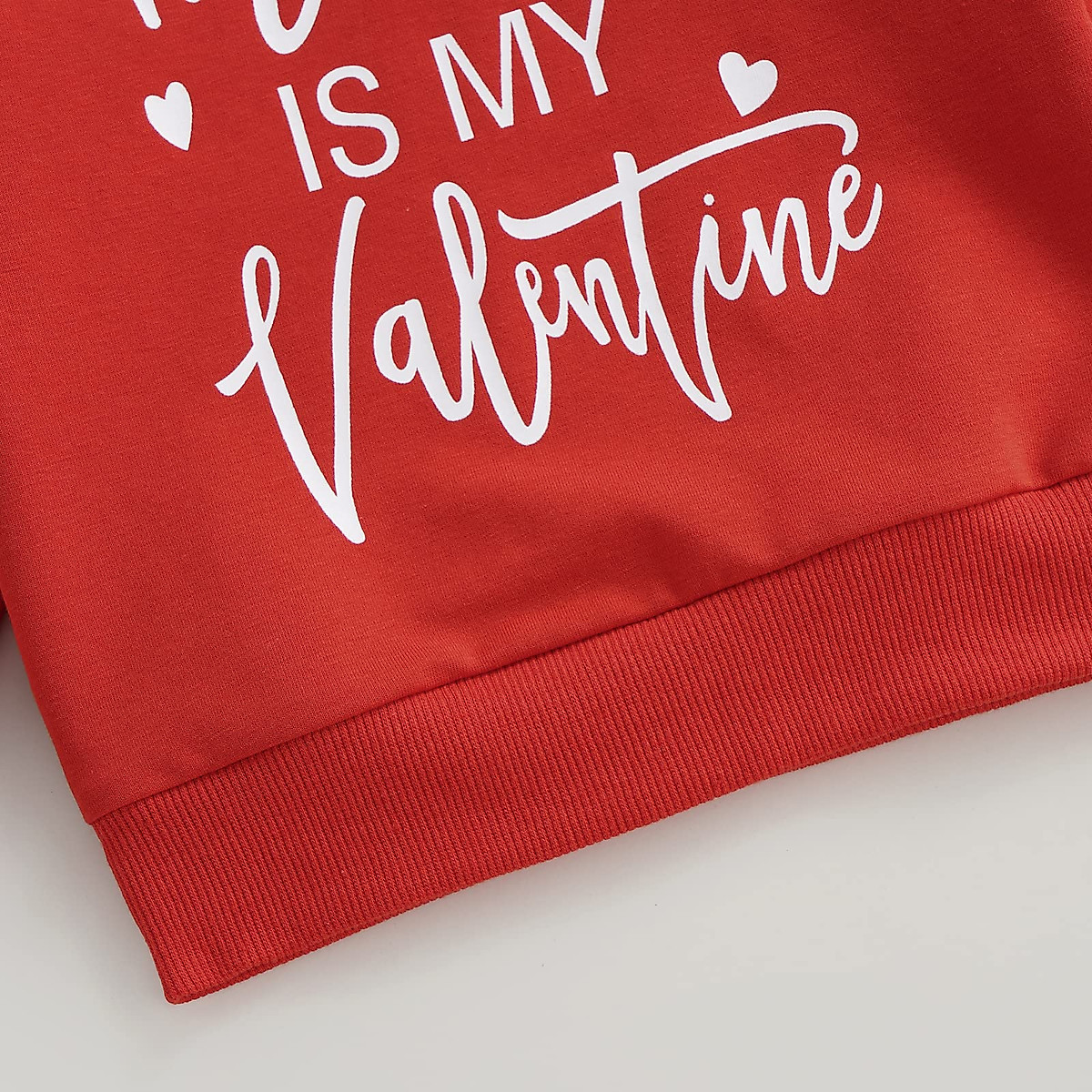 Infant Baby Girl Boy Valentine 's Day Outfit Long Sleeve Crewneck Sweatshirt Pullover Tops Shirts Fall Winter Clothes (V-Red, 6-12 Months)