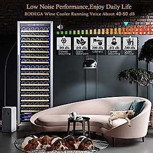 BODEGA 24 Inch Wine Cooler, 176 Bottles Large Capacity Frost Free Wine Fridge with Advanced Cooling Compressor for Red, Rose and Sparkling Wines,Built-in & Freestanding