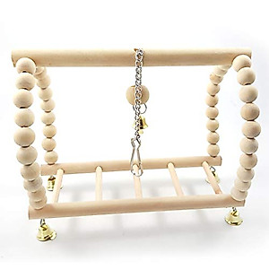 N / A 7/8 pcs Bird Toys, Parrot Natural Wood Hanging Swing Standing Climbing Chewing Perch Hammock Rope Ladder Bell Bird Cage Toys for Parrots, Love Birds, Parakeet, Mynah, Conure, Cockatiel