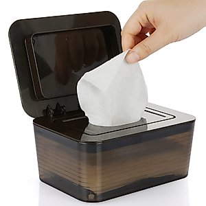 Whiidoom Baby Wipes Dispenser, Wipes Holder Dustproof Wipes Container Case Keep Wipes Fresh and Moist (Dark Brown)