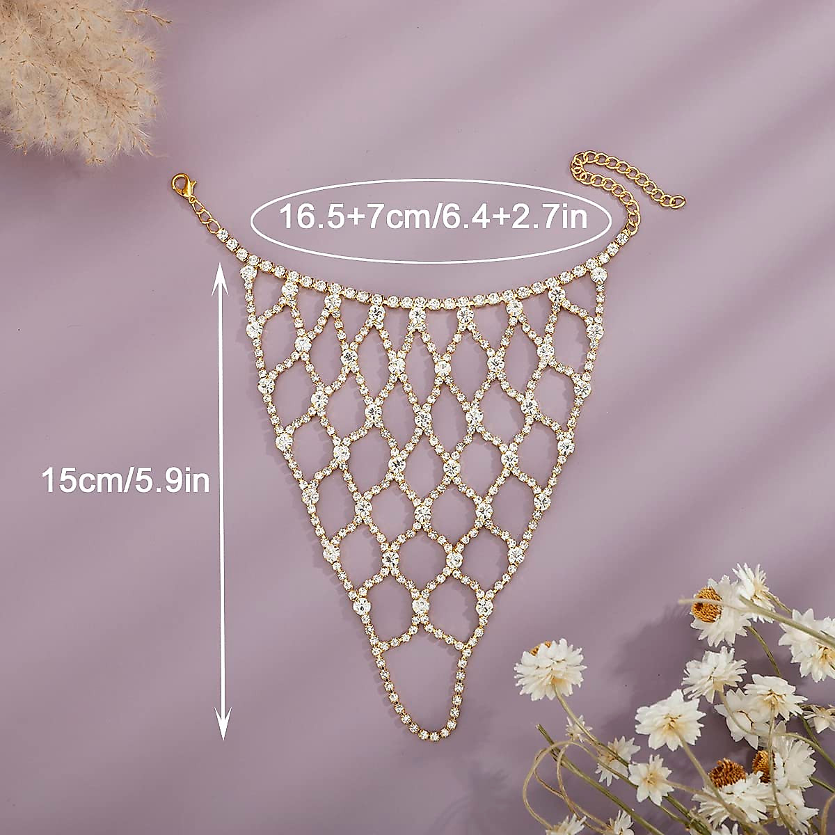 Xerling Iced Out Rhinestones Bracelets Finger Ring Women's Hand Harness Bridal Hand Chains Bracelets for Girls Gold Hand Accessories (Gold)