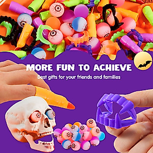 JOYIN 72 PCS Halloween Party Favors Game Toy Gifts-Scary Eyeballs, Witch Fingers and Vampire Teeth Set for Kids Child Trick or Treat, Gift Exchange, Halloween Carnival Game Prizes