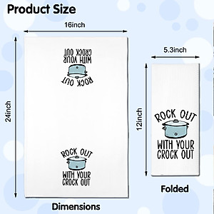 RZHV Rock Out with Your Crock Out Kitchen Towel, Funny Pot Dish Towel Gift for Women Sisters Friends Mom Aunty Hostess Bake Lover, Housewarming New Home