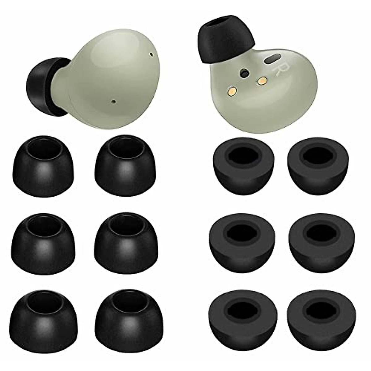 6 Pairs Galaxy Buds 2 Pro/Galaxy Buds 2 Memory Foam Ear Tips Buds, S/M/L Reduce Noise Fit in Case Comfortable No Silicone Pain Compatible with Samsung Galaxy Buds 2 / Galaxy Buds 2 Pro - Black