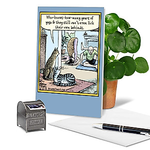 NobleWorks Hilarious Birthday Greeting Card with 5 x 7 Inch Envelope (1 Card) Bday Yoga Lick Behinds Birthday 4678Z