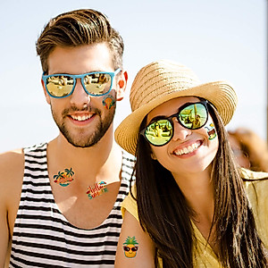 Patelai 144 Pieces Kids Summer Party Tattoos Beach Hawaiian Luau Themed Waterproof Temporary Tattoos, 9 Styles