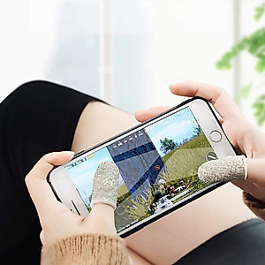 Finger Sleeve, Breathable Mobile Game Controller Finger Sleeve Touch Screen Finger Cot with Conducting Wire Fiber for PUBG Mobile, Rules of Survival, for Android iOS Tablet (4 Pack)