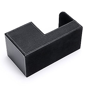 BTSKY PU Leather Desk Pen Pencil Holder- Multi-functional Desktop Organizer Storage Box Business Card Pen/Pencil Mobile Phone Remote Control Stationery Holder Home Office Table Top Organization Decor(black)