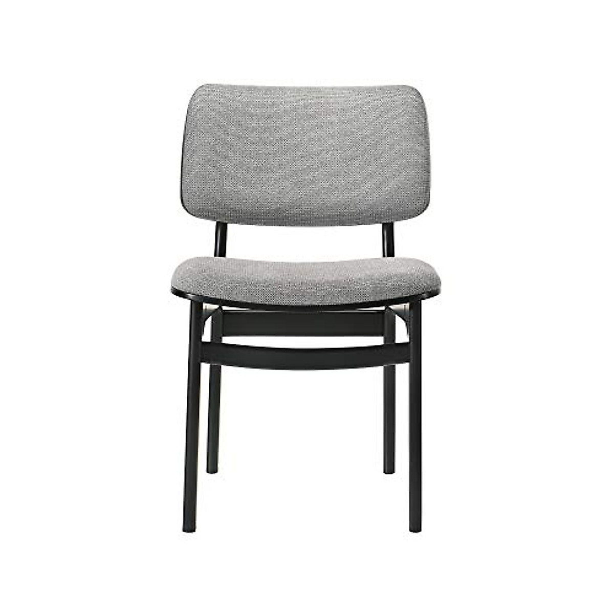 Armen Living Lima Wood Dining Accent Chairs Finish Fabric-Set of 2, 20" Wide, Black/Grey