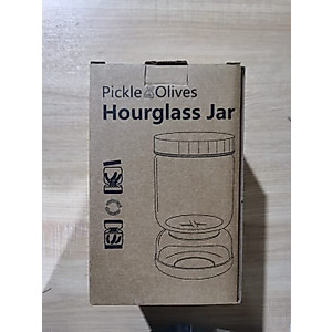 WhiteRhino Glass Pickle Jar,34oz Olive Hourglass Jar with Strainer,Airtight Glass Jar Pickle Juice Separator Jar Pickle Flip Jar for Gherkin Jalapeno
