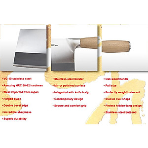 ZHEN Japanese VG-10 3-Layer Forged Chinese Cleaver, 8 inches, Silver