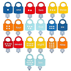 Kids Learning Locks with Keys, 123 Dots Numbers Matching and Counting Toys, Montessori Educational Toys for Toddlers Boys Girls