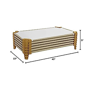 Wood Designs Stackable Toddler Cots for Daycare with Sheets, 40"L x 23"W, Heavy Duty Naptime/Sleeping Cots [Set of 6), Tan, Ready-to-Assemble [Greenguard Gold Certified] (WD87830TN)