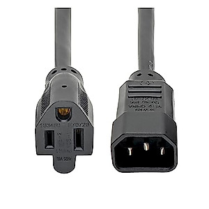 Tripp Lite Standard Computer Power Cord 10A, 18AWG (IEC-320-C14 to NEMA 5-15R) 1-ft.(P002-001-10A) Black