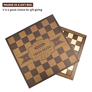 AMEROUS 17 Inches Wooden Chess Board Only, Professional Tournament Chess Board Large with Gift Package - Chess Rules, Beginner Chess Board Game for Kids, Adults