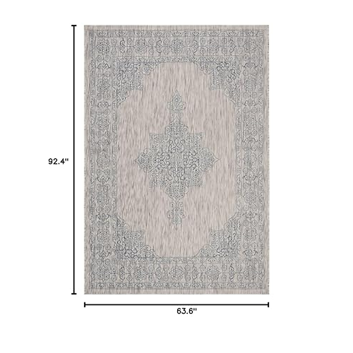 SAFAVIEH Courtyard Collection Area Rug - 5'3" x 7'7", Grey & Navy, Non-Shedding & Easy Care, Indoor/Outdoor & Washable-Ideal for Patio, Backyard, Mudroom (CY8232-36812)