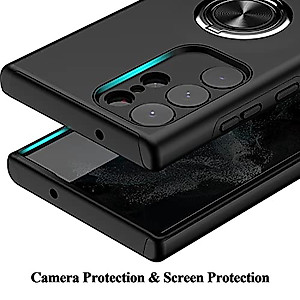 MMHUO for Samsung Galaxy S23 Ultra Case,Dual Layer Military Grade Drop Protection Slim Galaxy S23 Ultra Case with Hidden Ring Holder Shockproof Phone Case for Samsung Galaxy S23 Ultra 5G,Black