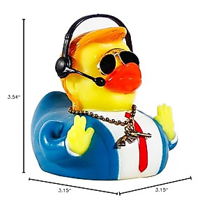 Large Rubber Duck Ornaments for Car Accessories Dashboard Decorations Trump Duck Toys with Sunglasses Headphones and Necklace (Style A)