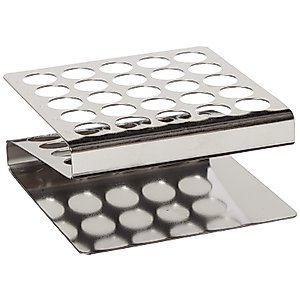 Globe Scientific 457200 Stainless Steel "Z" Shape Tube Rack, 16/17mm Tubes, 25-Place