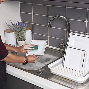 MATANA 40 Fancy White Plastic Plates for Party with Silver Rim - Heavy Duty Square Dinner Plates 9.5" Inch x 20, Salad & Dessert Plates 6.5" Inch x 20 for Wedding Reception, Birthday Parties & Events