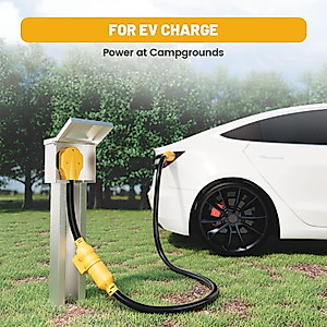 MECMO NEMA 14-50P to NEMA 6-20R for Tesla EV Charging Adapter with Surge Protector Breaker, 1FT 50A 14-50P RV/Generator/Range Plug to 6-15/20R Home Outlet with 20A Breaker